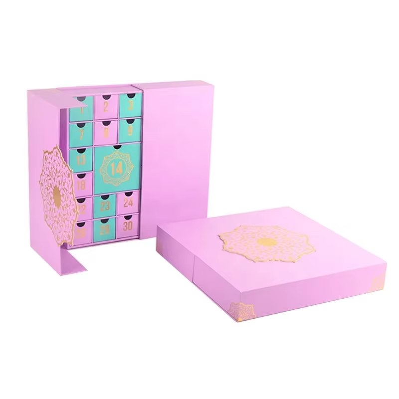 Customized Christmas Advent Calendar 24 Day Box Pink Countdown Empty ...