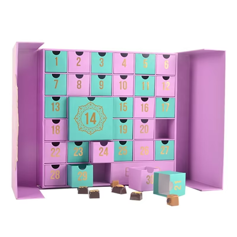 Customized Christmas Advent Calendar 24 Day Box Pink Countdown Empty ...
