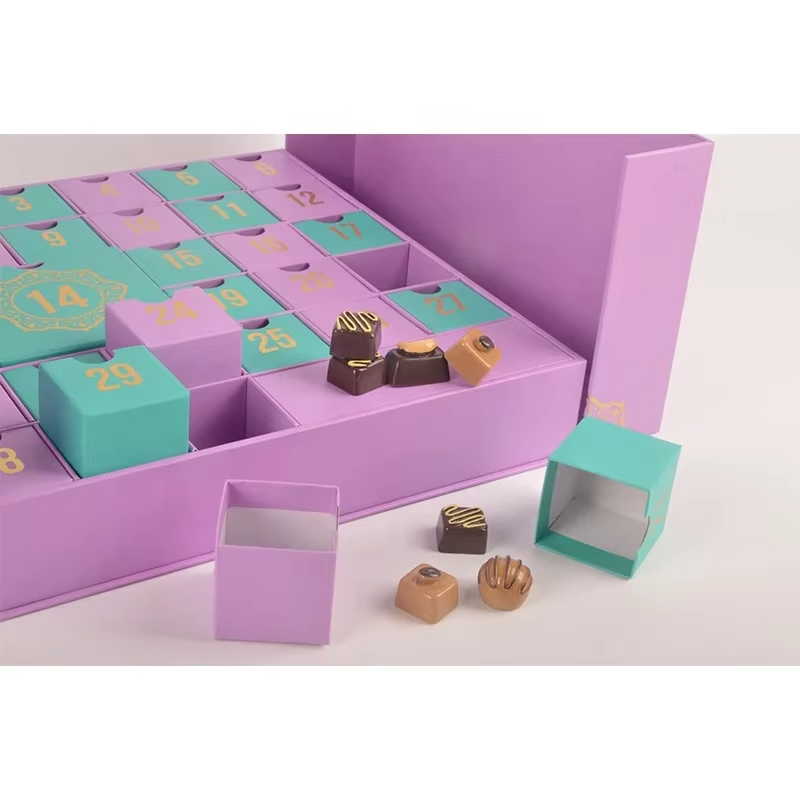 Customized Christmas Advent Calendar 24 Day Box Pink Countdown Empty ...