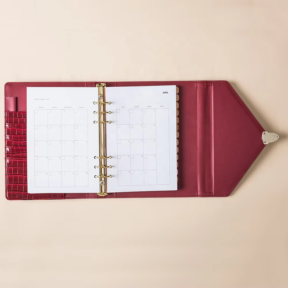 2026 Wholesale Business Planner Custom 6 Rings Binder Leather Small ...
